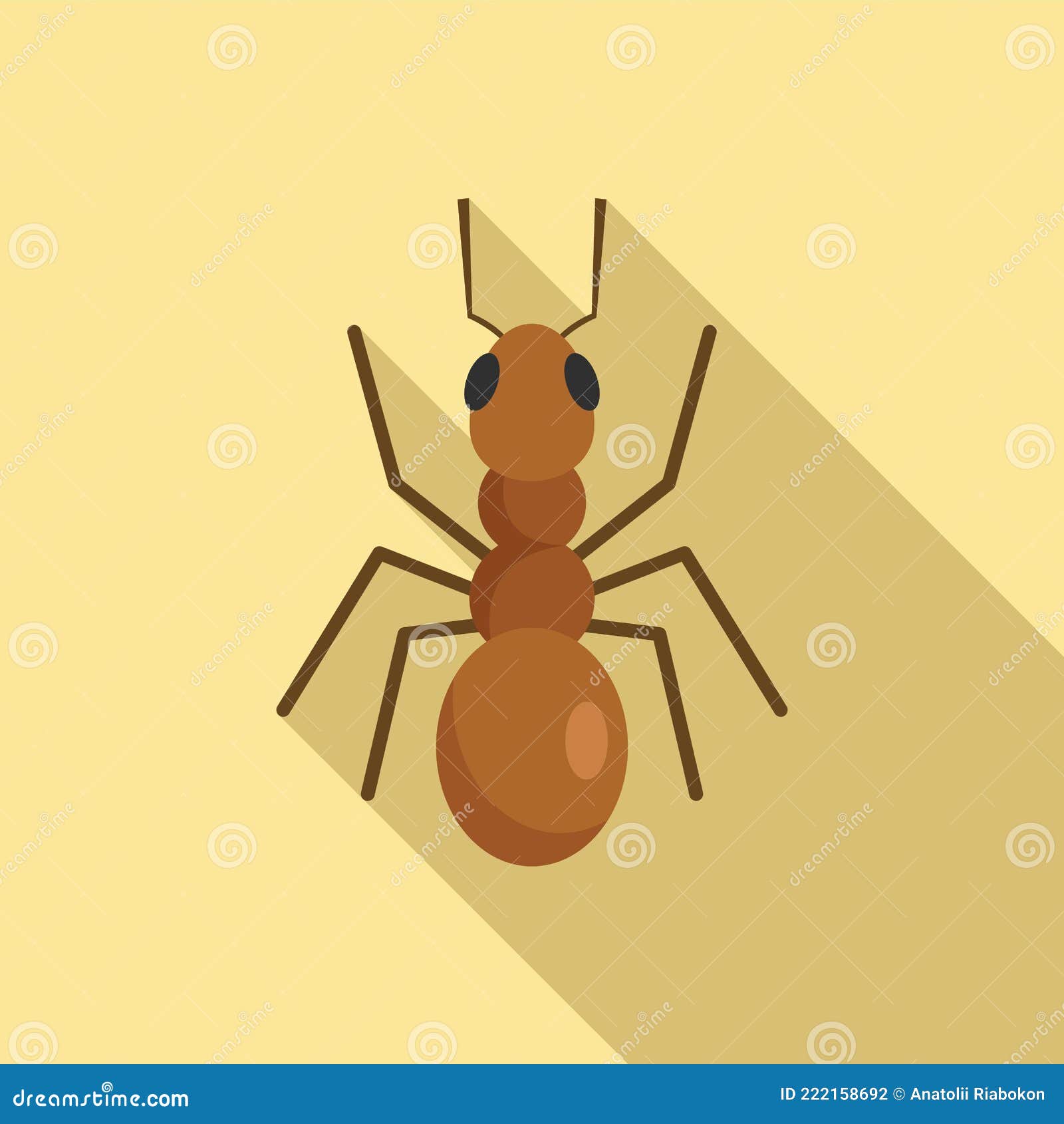 Cute ant icon, flat style stock vector. Illustration of clip - 222158692
