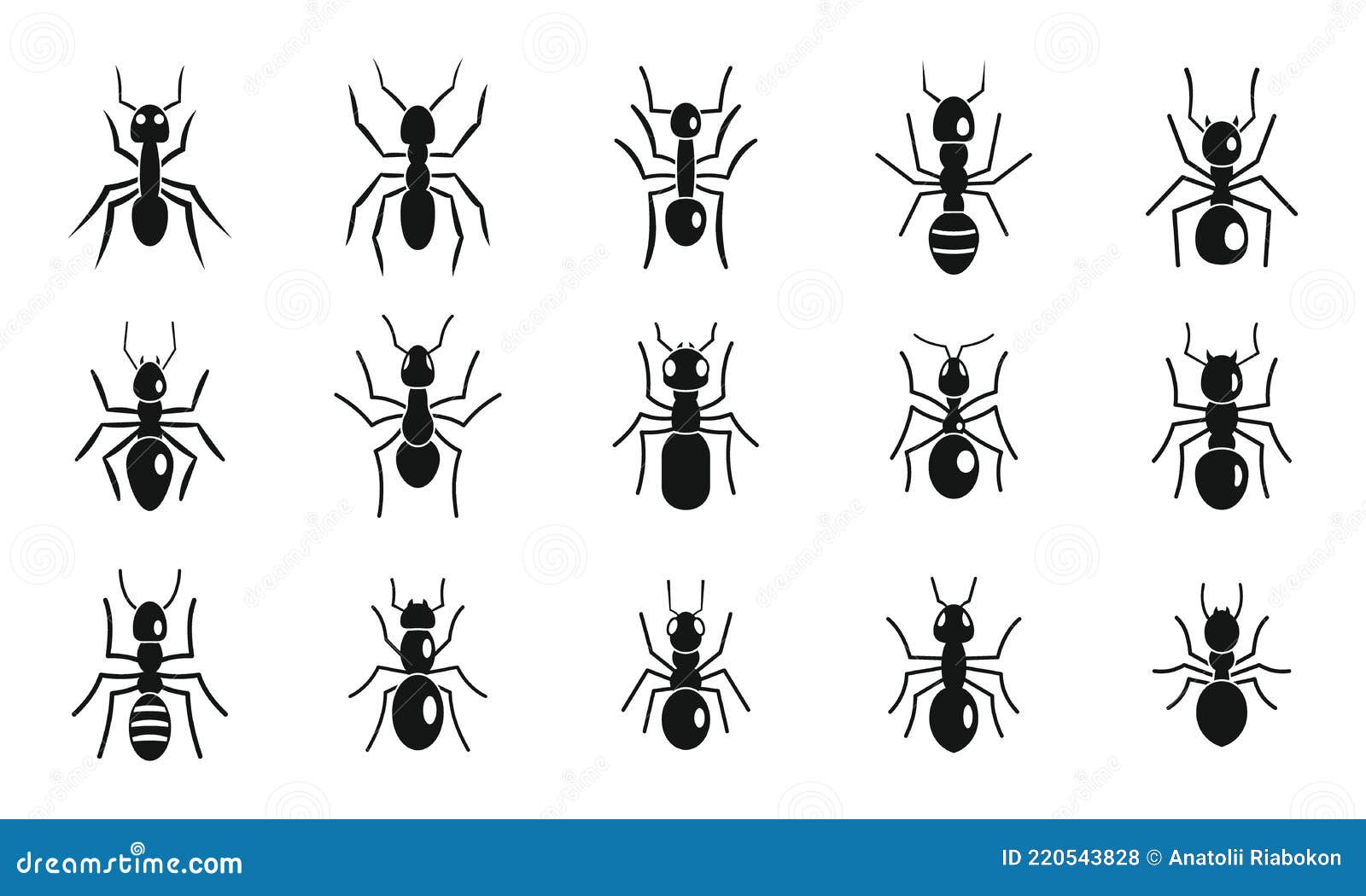 Cute Ant Icons Set, Simple Style Stock Vector - Illustration of bite ...