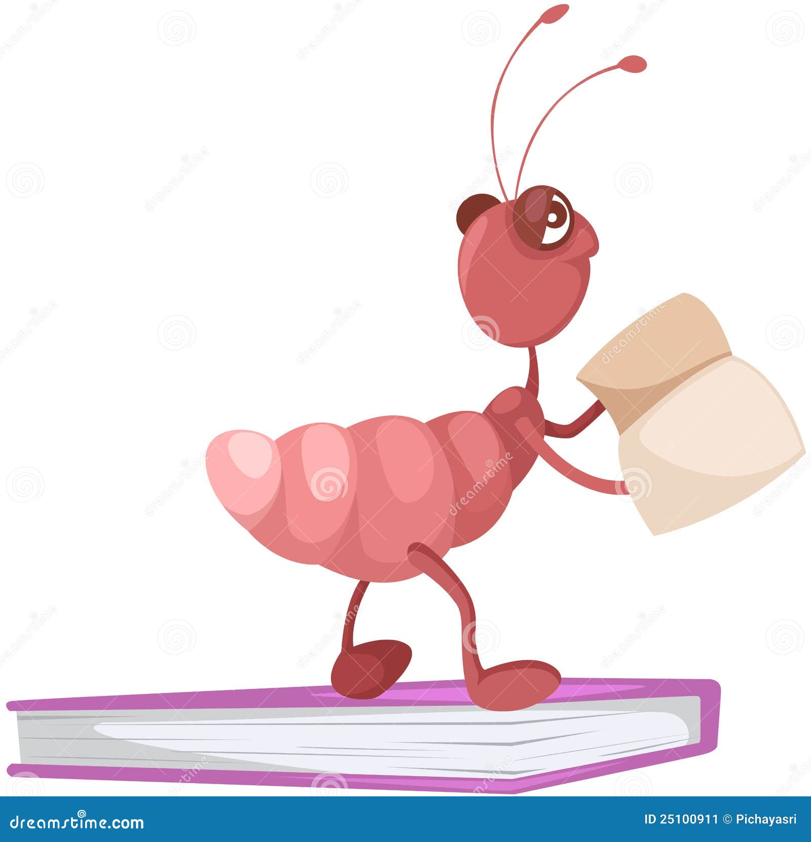 Cute ant reading a book stock vector. Illustration of design - 25100911
