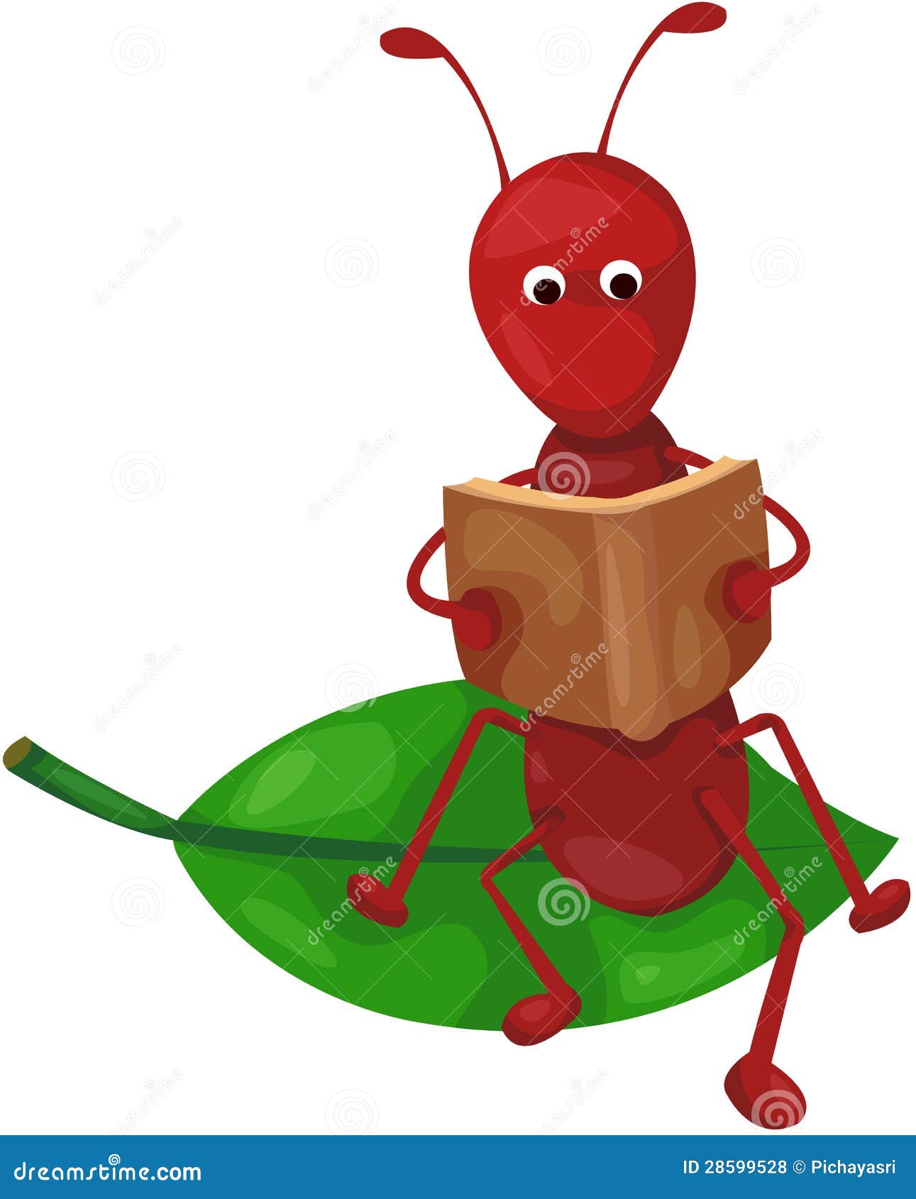 Cute ant reading a book stock vector. Illustration of color - 28599528