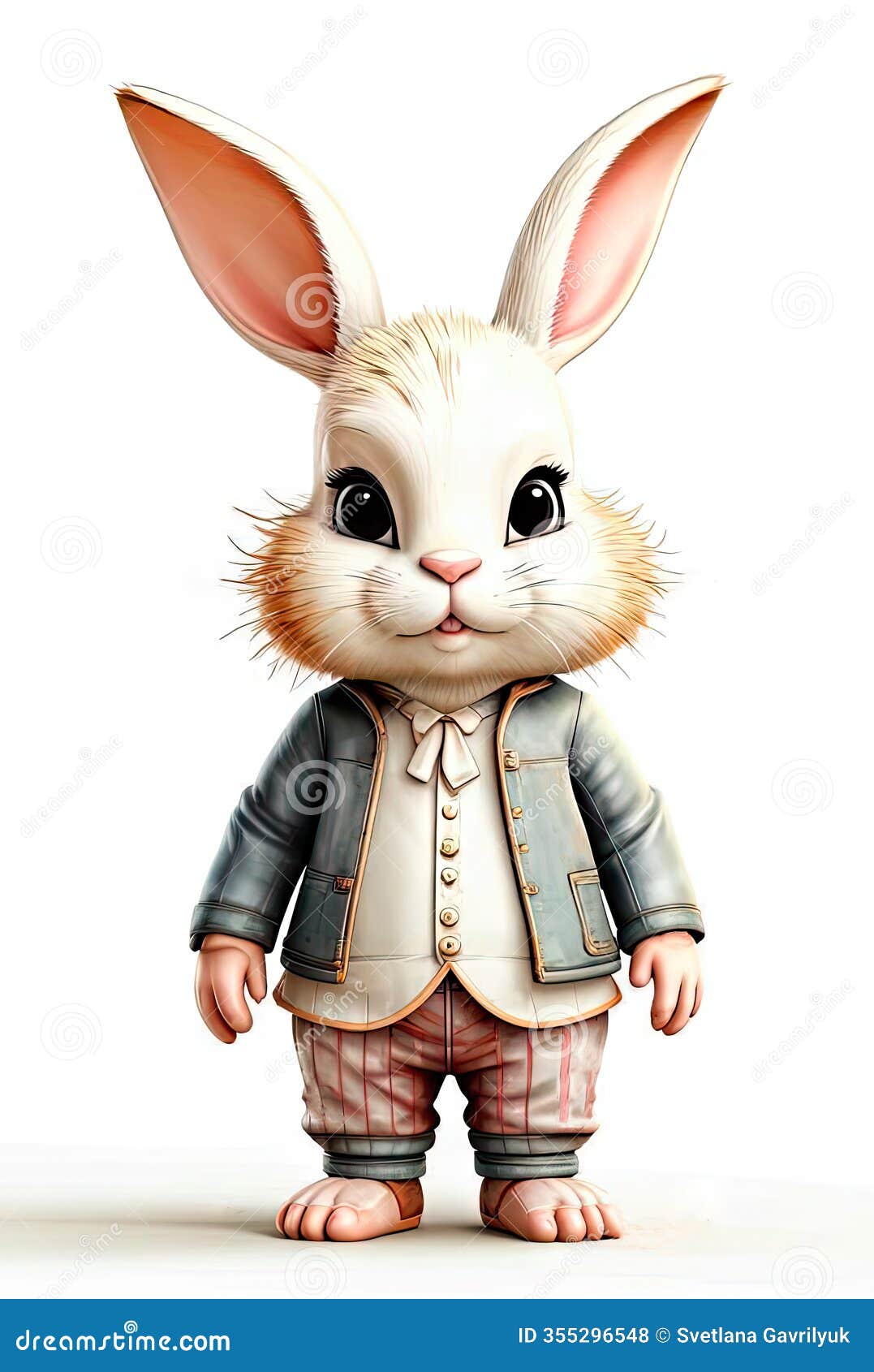 Cute Anthropomorphic Bunny Rabbit Farmer With Straw Hat, Cartoon ...