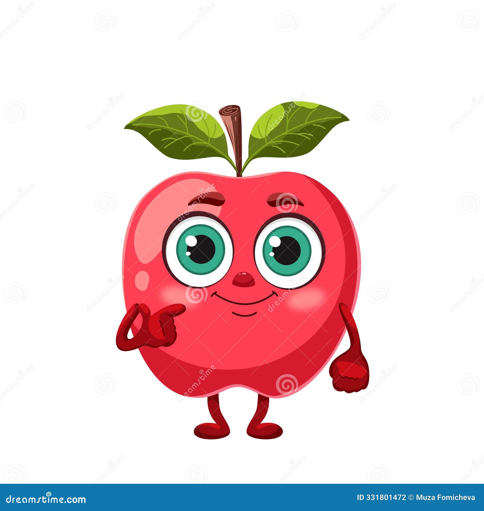 Cute Apple Characters Making Playful Hand Signs Vector Illustration ...