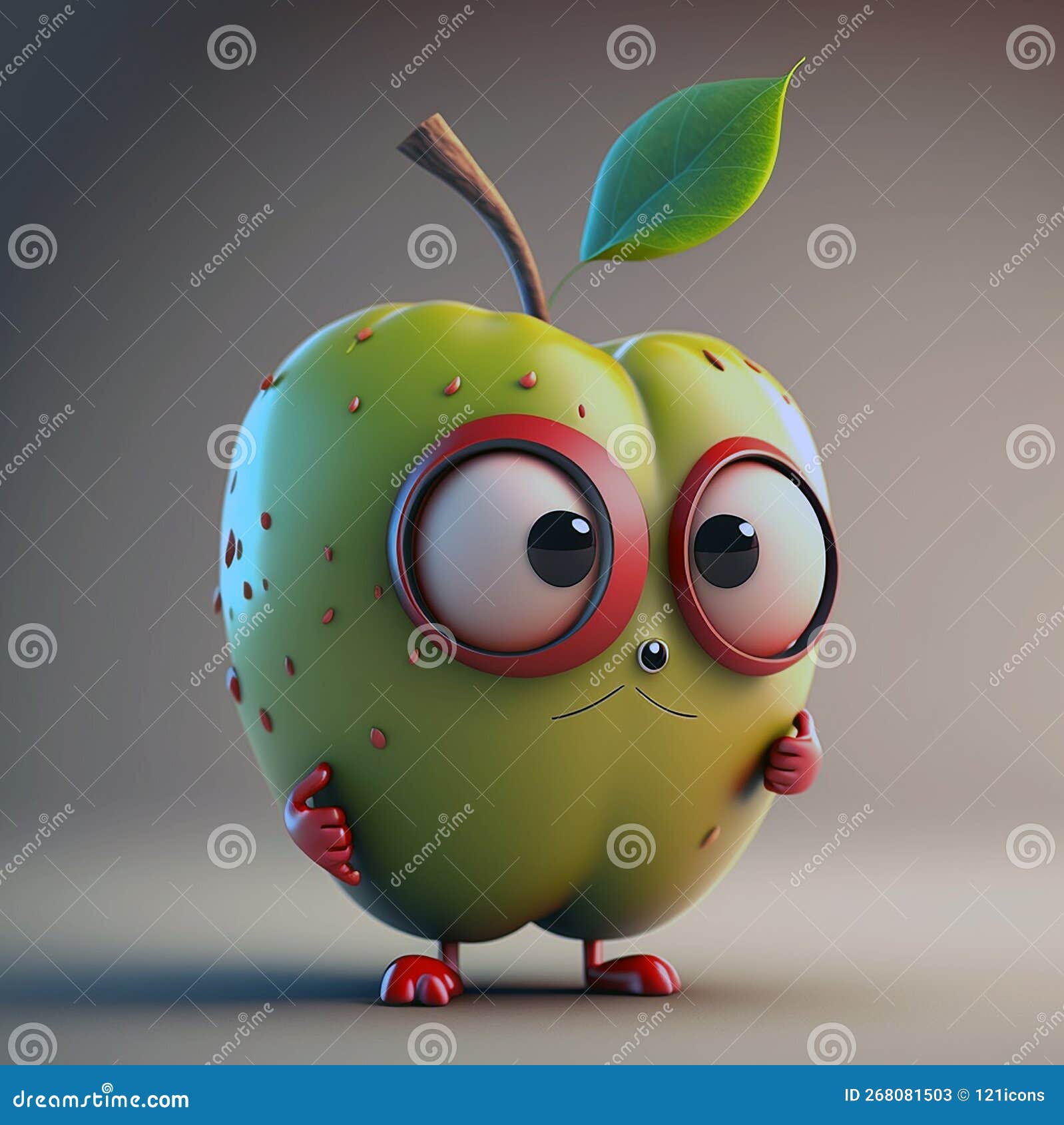 Cute Apple Character Illustration by Generative AI Stock Illustration ...