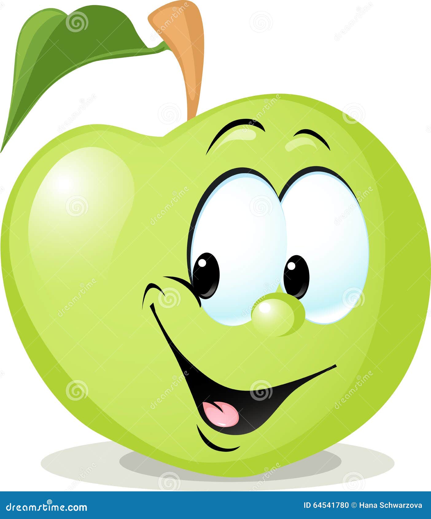 Cute Apple Vector Illustration Clipart Set. Hand Drawn Kawaii Dotty ...