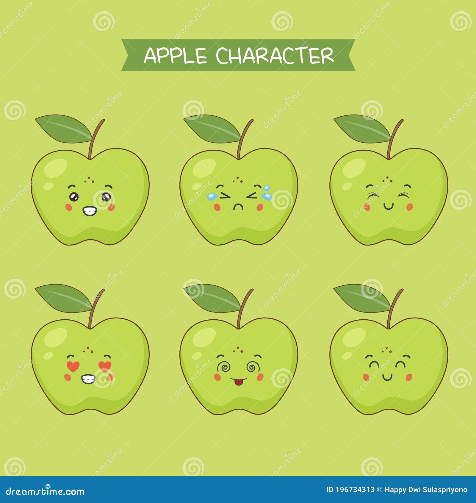 Cute Apple Characters with Various Expression Stock Vector ...