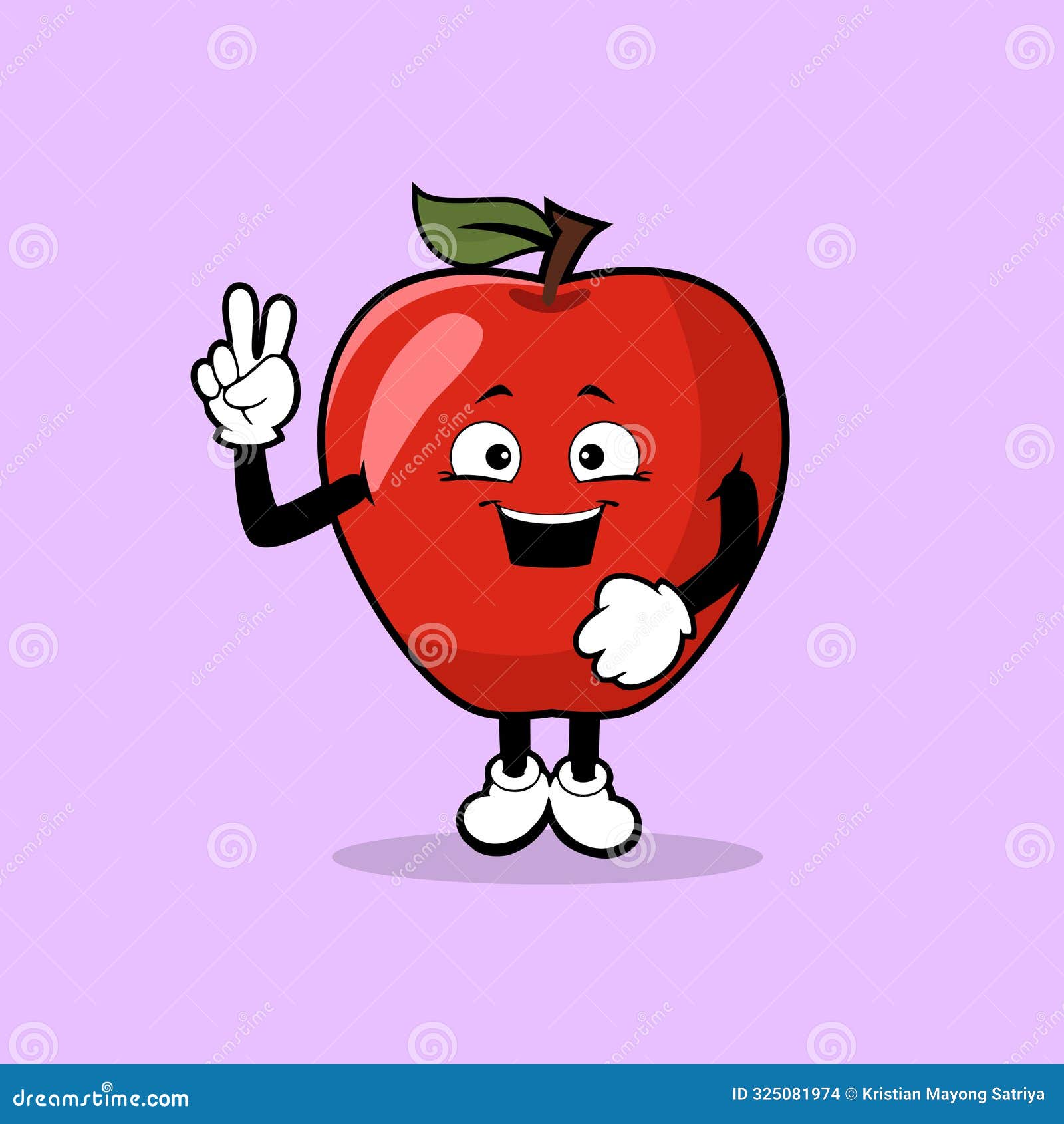 Cute Red Apple Emoticon Illustration. Disappointed Emoticon ...