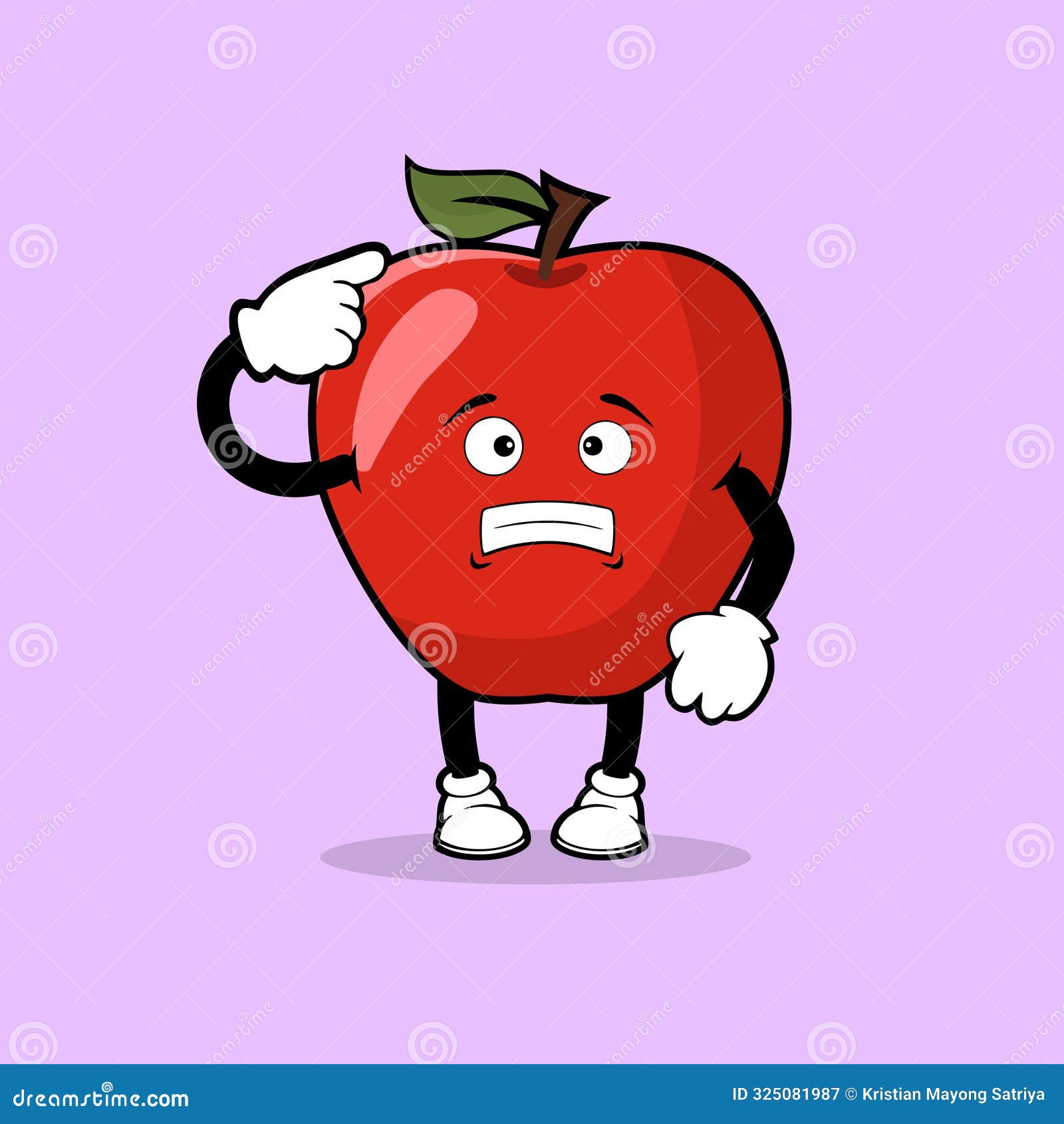 Cute Red Apple Emoticon Illustration. Disappointed Emoticon ...