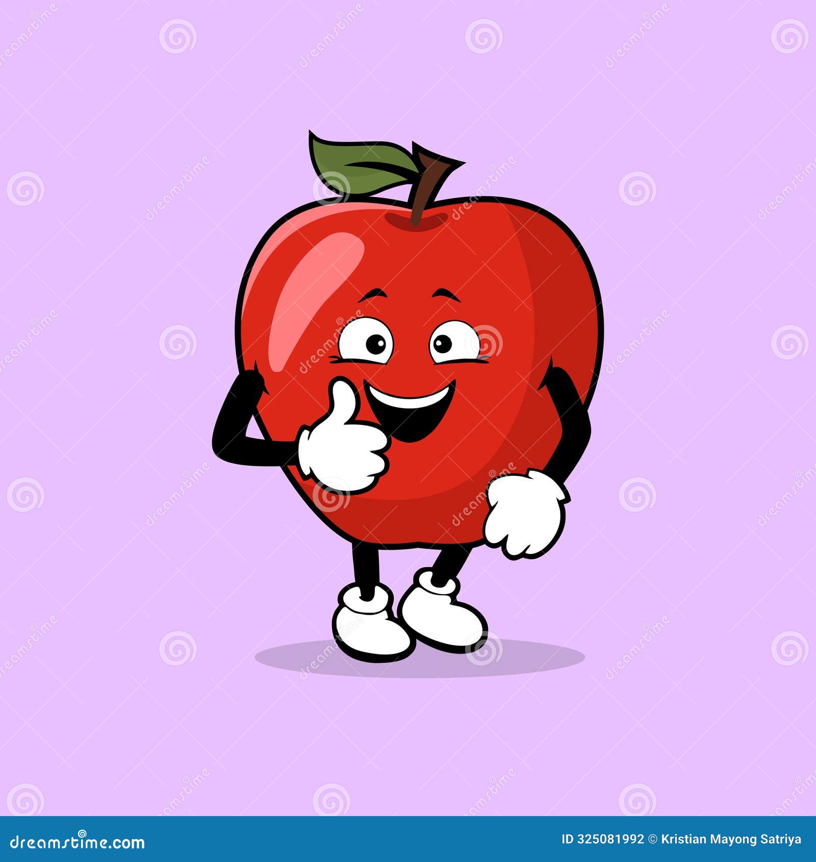 Cute Red Apple Emoticon Illustration. Disappointed Emoticon ...