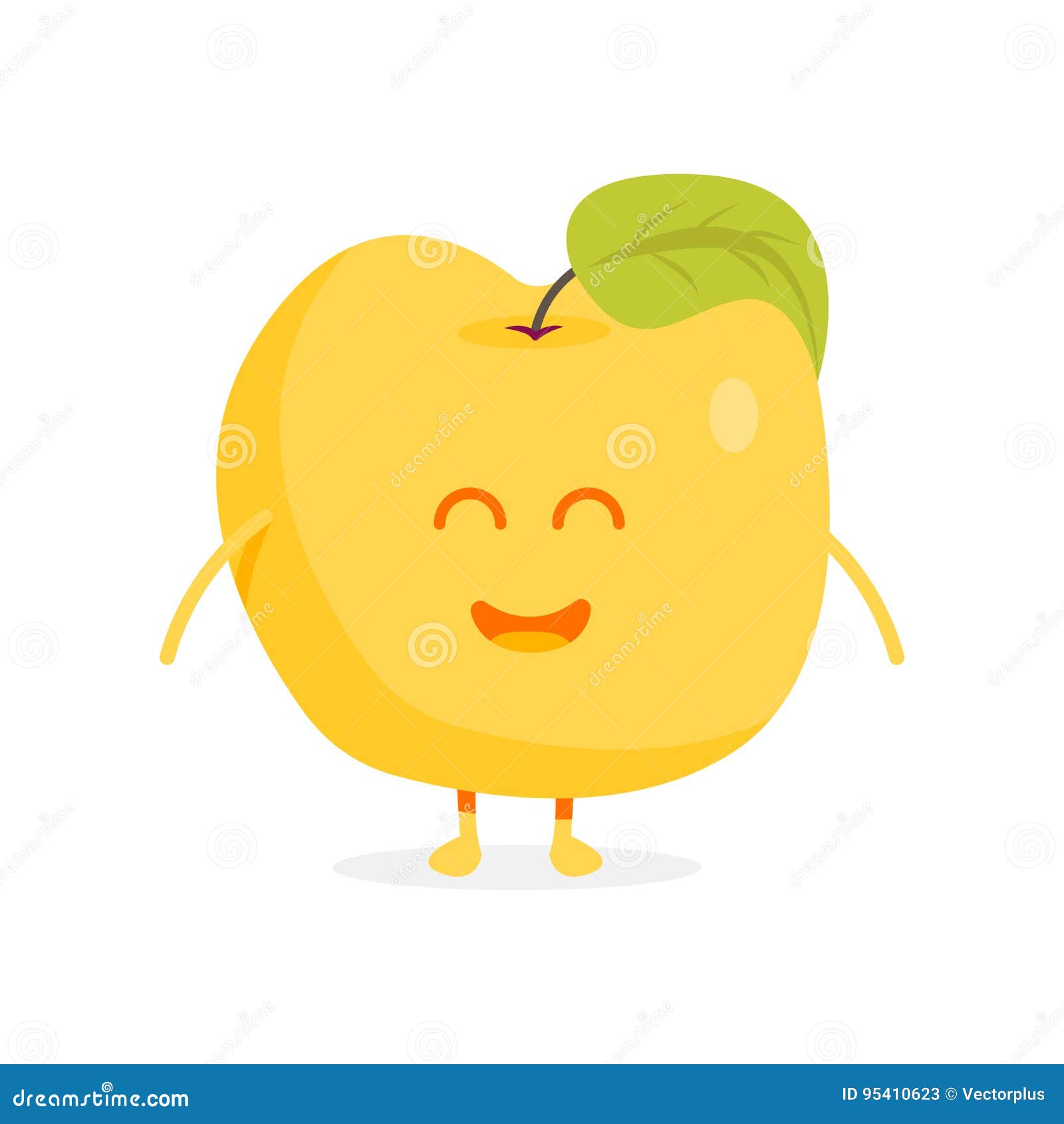 Cute Apple Fruit Characters with Faces and Hands Illustration Stock ...
