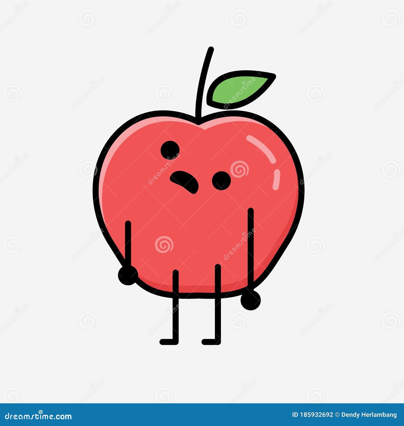 Cute Apple Fruit Mascot Vector Character in Flat Design Style Stock ...