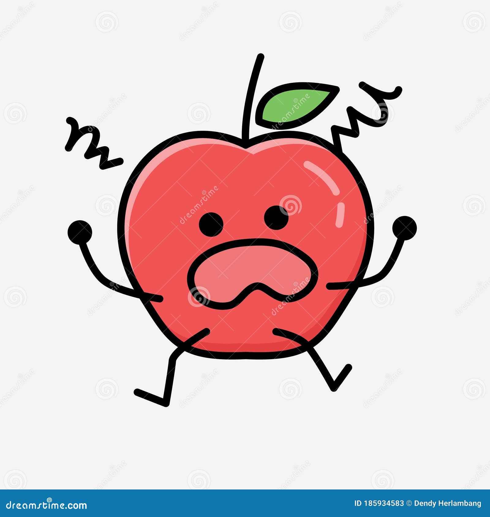 Cute Apple Fruit Mascot Vector Character in Flat Design Style Stock ...