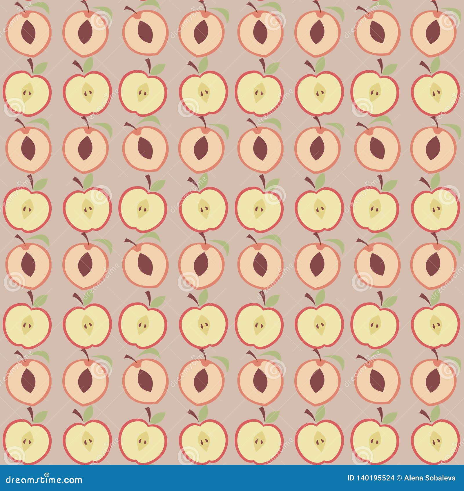 Cute Apple and Peach Pattern Stock Vector - Illustration of apple ...