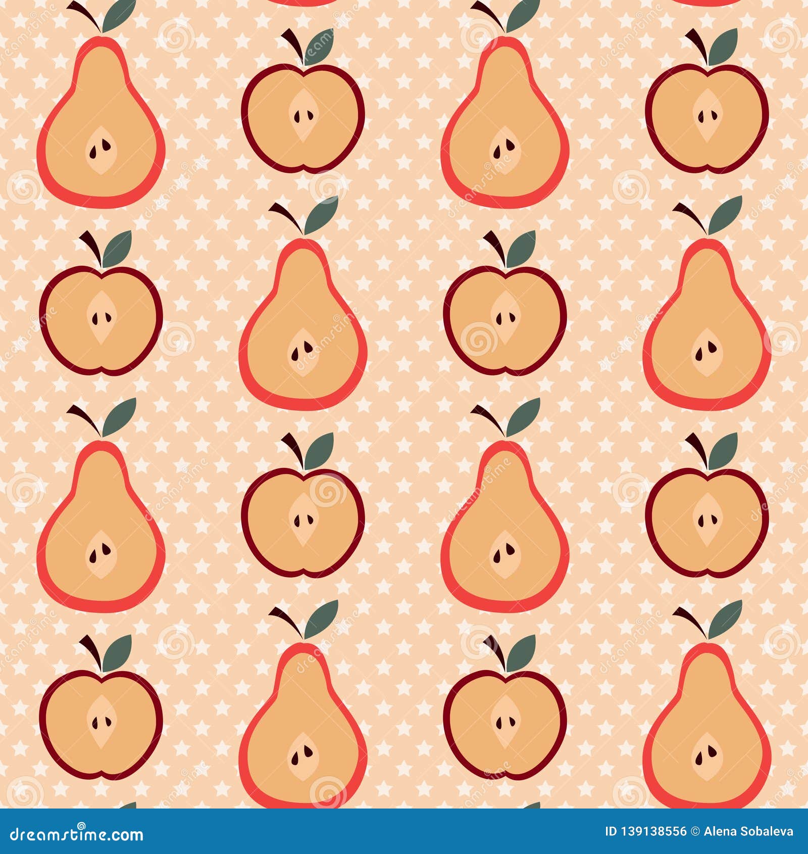 Cute Apple and Pear Pattern Stock Vector - Illustration of abstract, apples: 139138556
