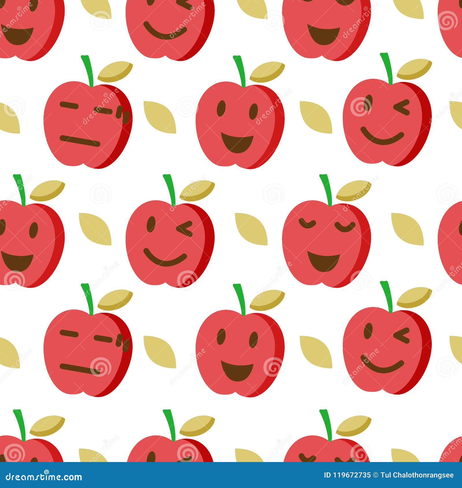 Cute Apple Seamless Pattern 2 Stock Vector - Illustration of wallpaper ...
