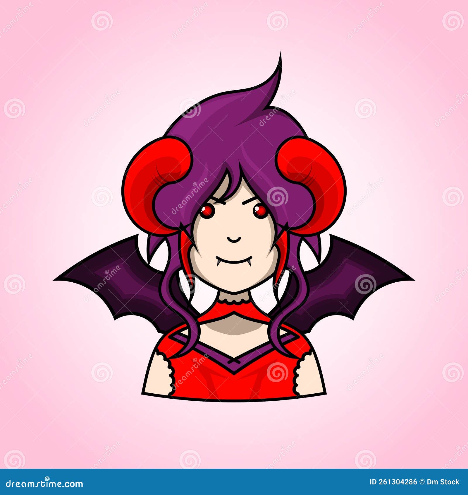 Cute Arch Demon Cartoon Icon Female Devil Adorable Fairy Tale Character