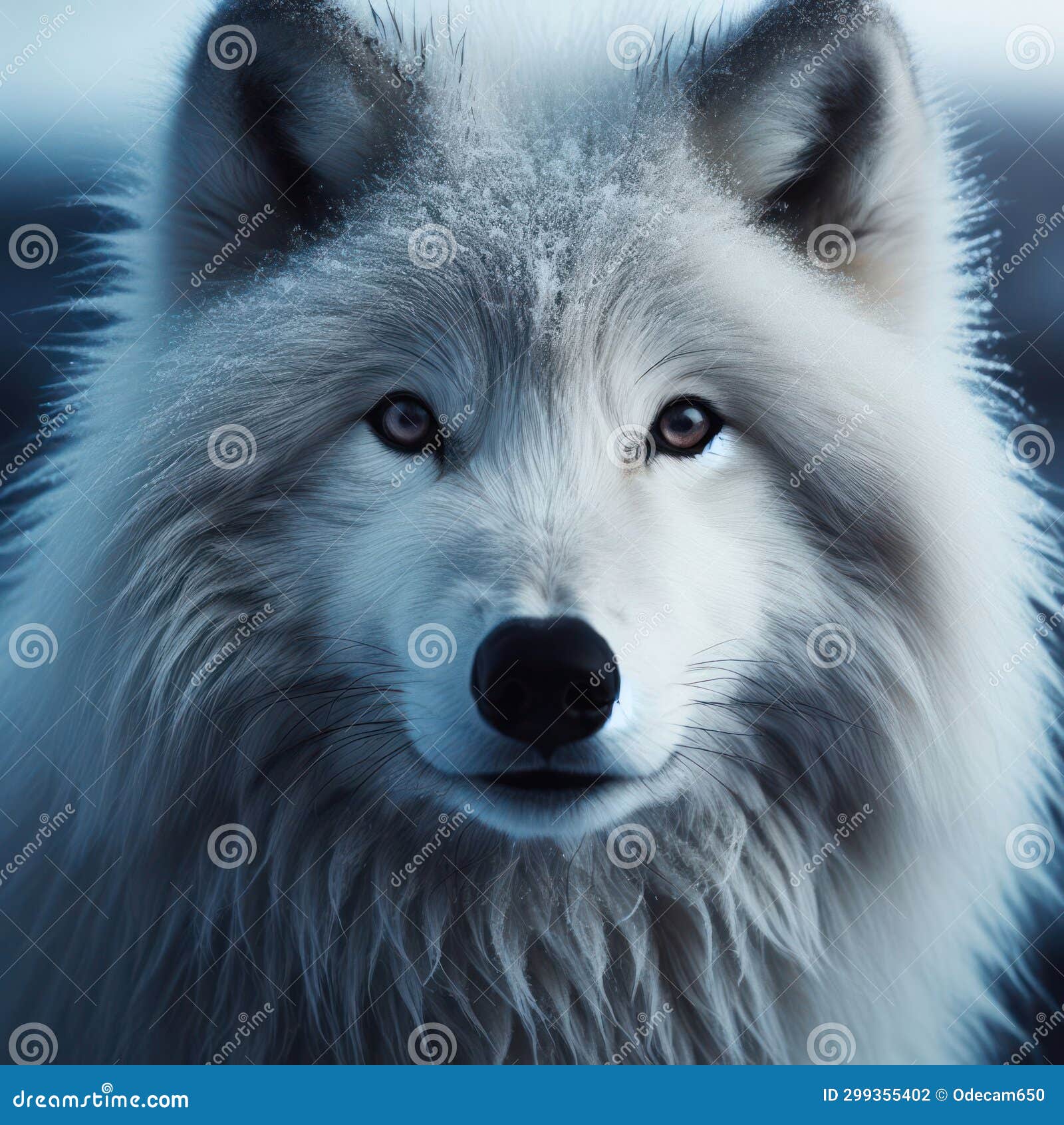 Cute Arctic Wolf Portrait, Wild Animal Concept Stock Illustration ...