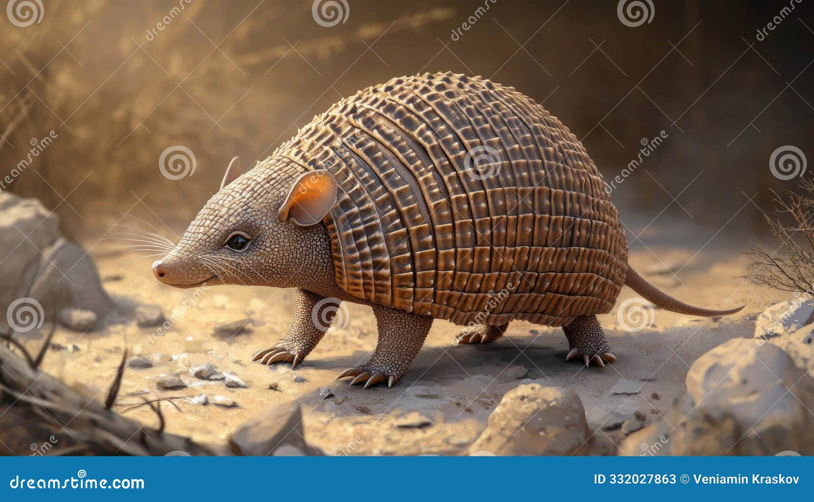 A Cute Armadillo in Its Natural Setting Stock Illustration ...
