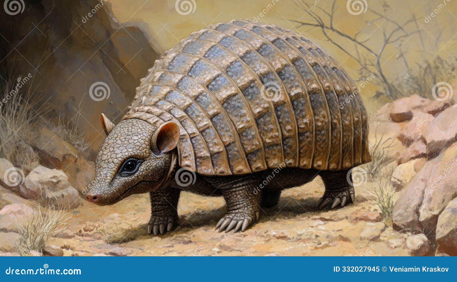 A Cute Armadillo in Its Natural Setting Stock Illustration ...
