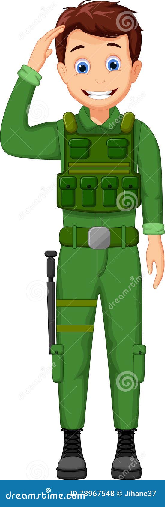 Cute Army Soldier Mascot Design Illustration Kawaii Cartoon Vector ...