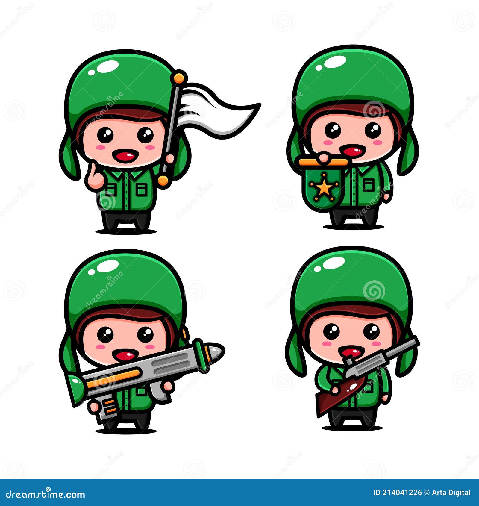Cute Army Character Design Themed Maintain the Region Stock Vector ...