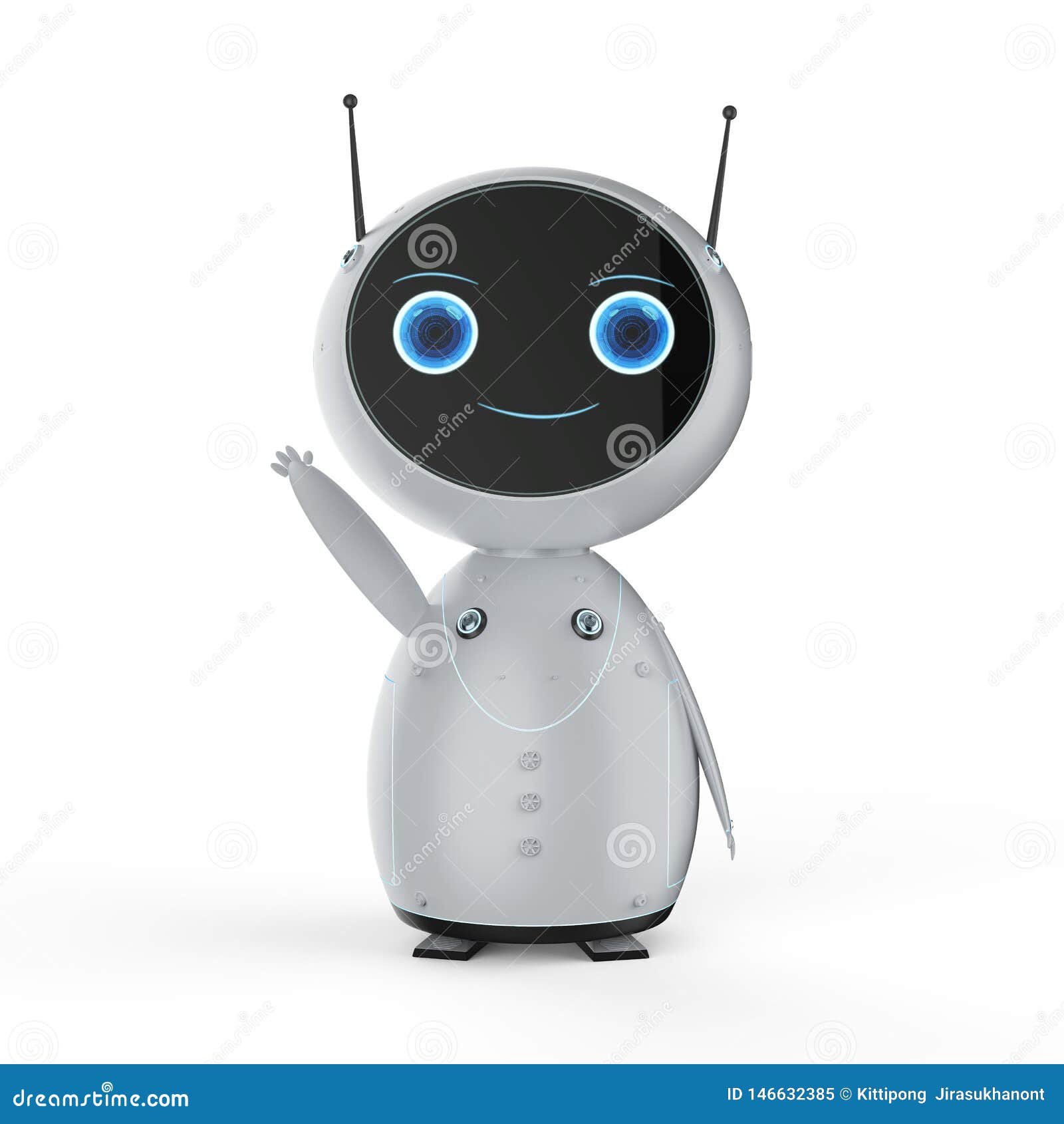 Cute Artificial Intelligence Robot Stock Illustration - Illustration of ...