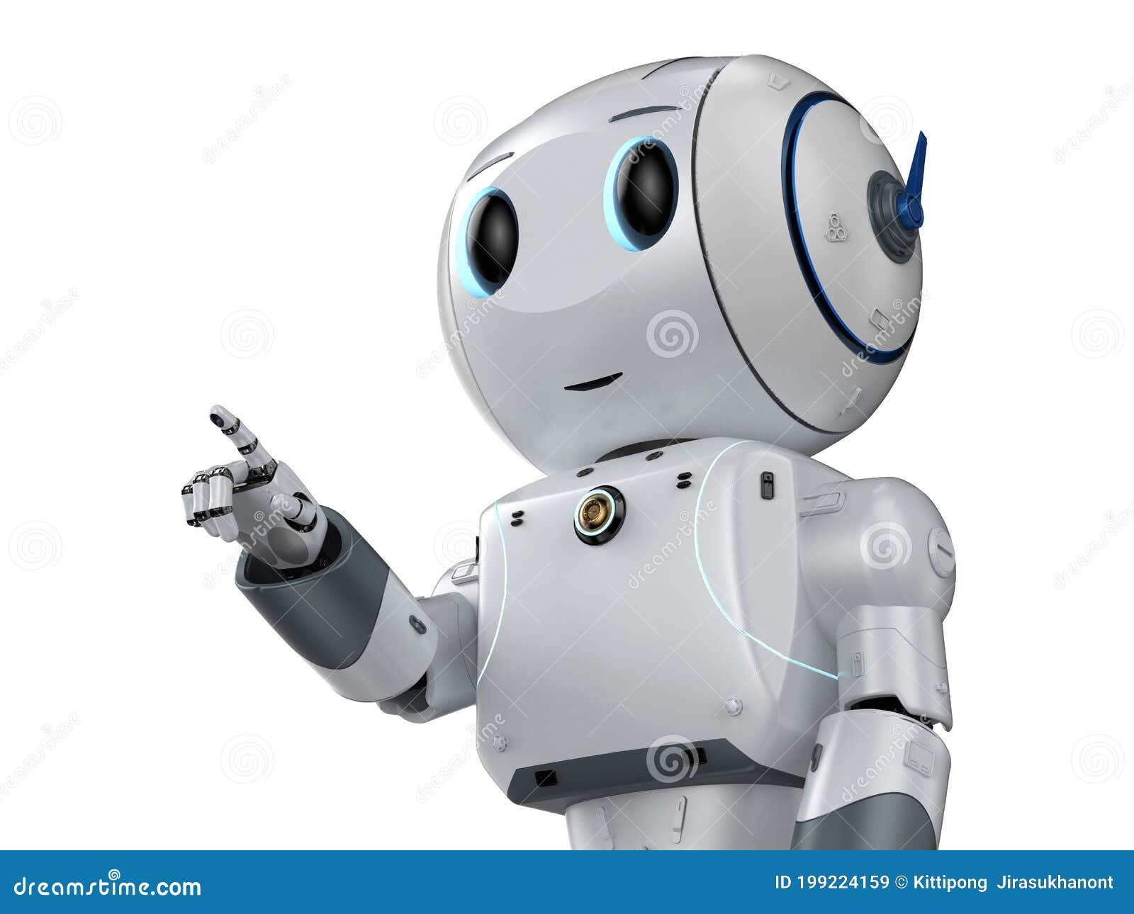Cute Artificial Intelligence Robot Finger Point Stock Illustration ...