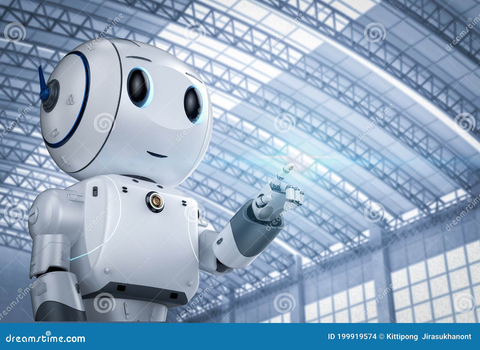 Cute Artificial Intelligence Robot Finger Point Stock Illustration ...