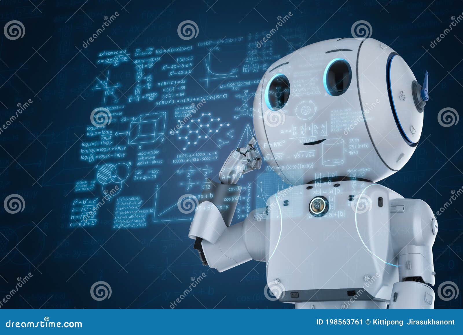 Cute Artificial Intelligence Robot Learning Stock Illustration ...