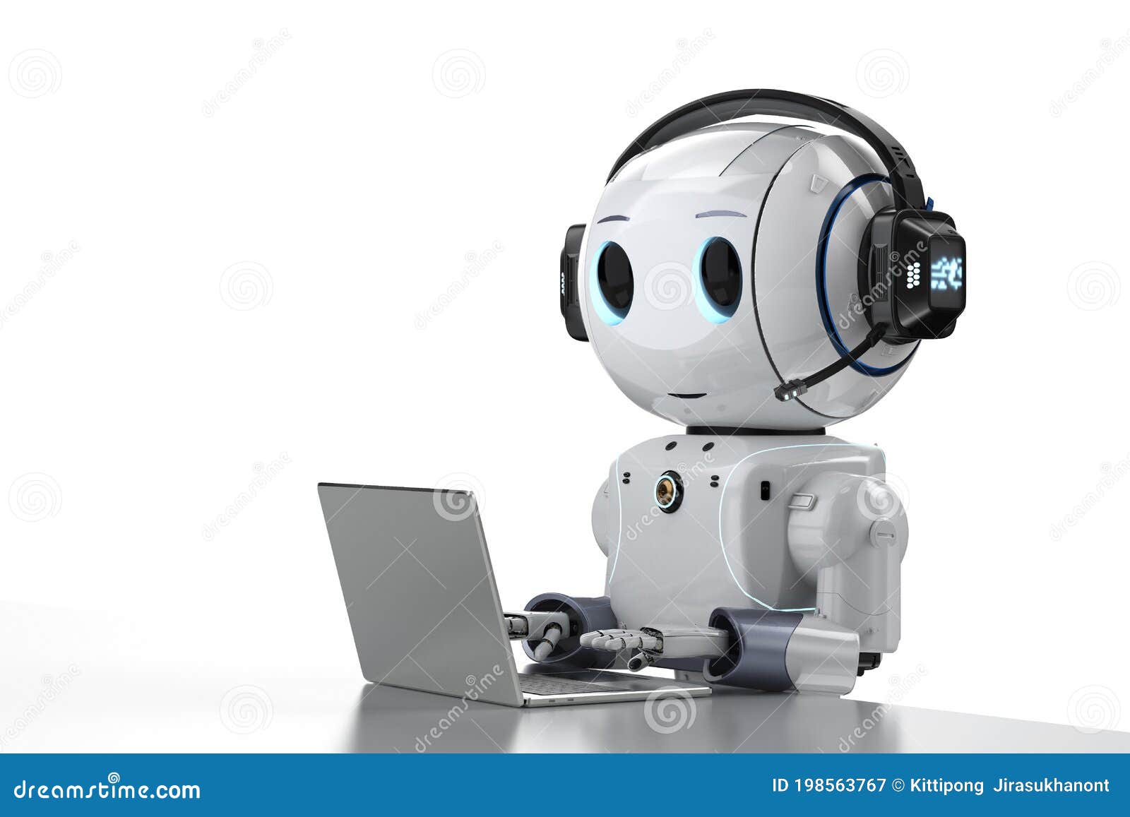 Cute Artificial Intelligence Robot with Notebook Stock Illustration ...