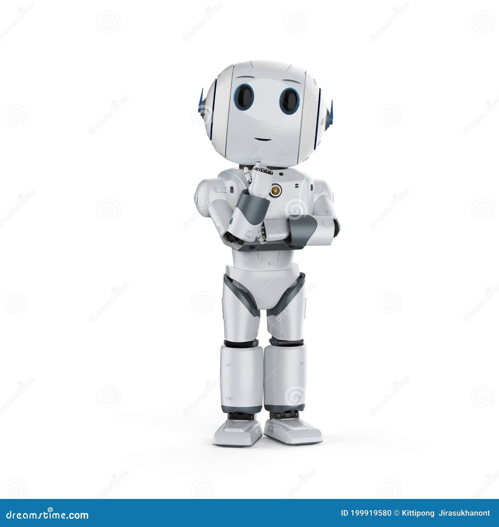 Cute Artificial Intelligence Robot Think Stock Illustration ...