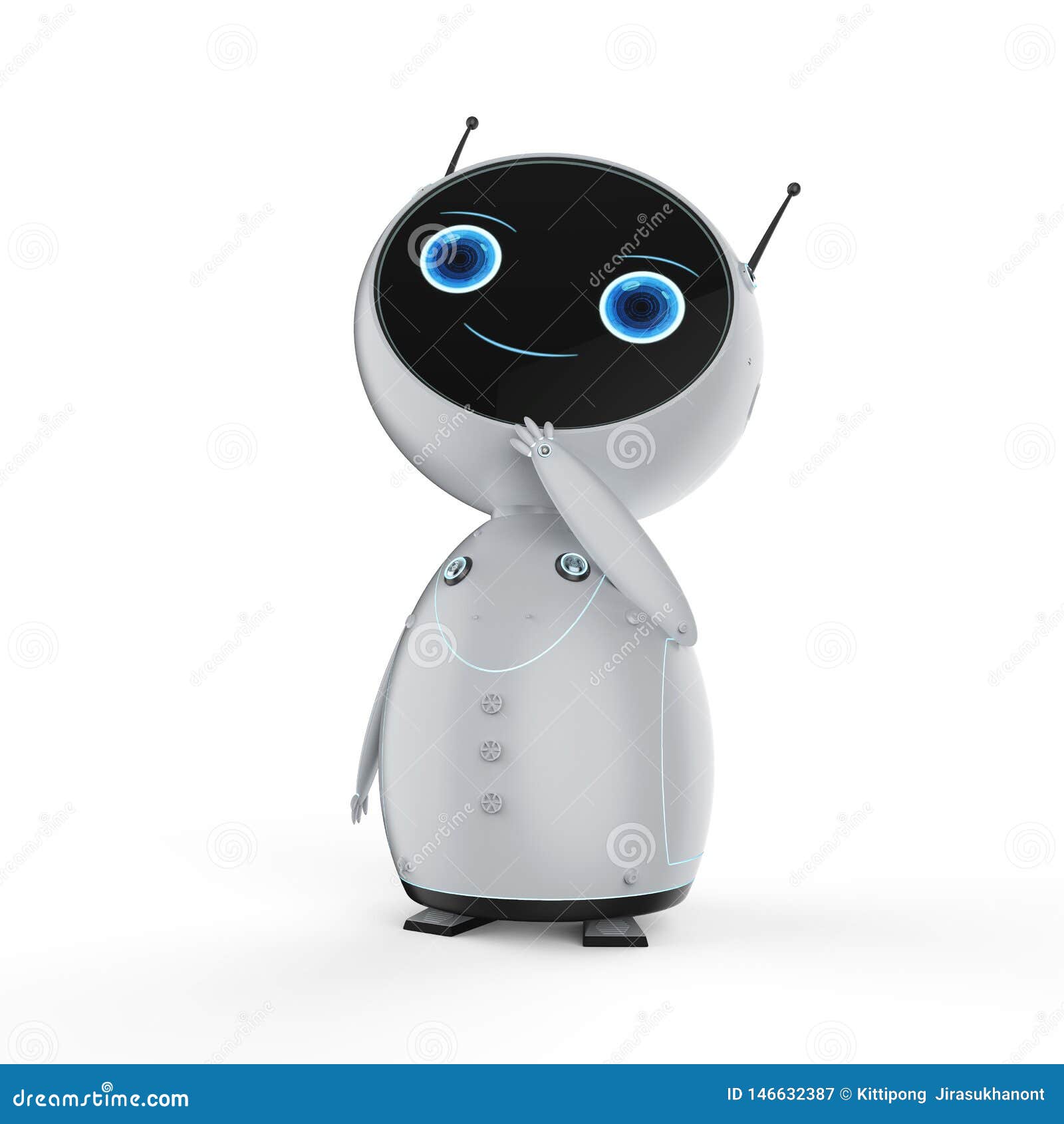 Cute Artificial Intelligence Robot Thinking Stock Illustration ...