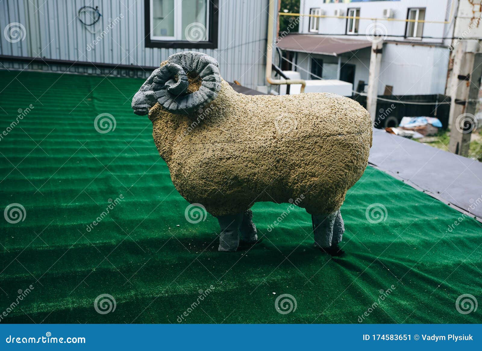 Cute Artificial Sheep Outdoors. Mockup of Animal Stock Image - Image of ...