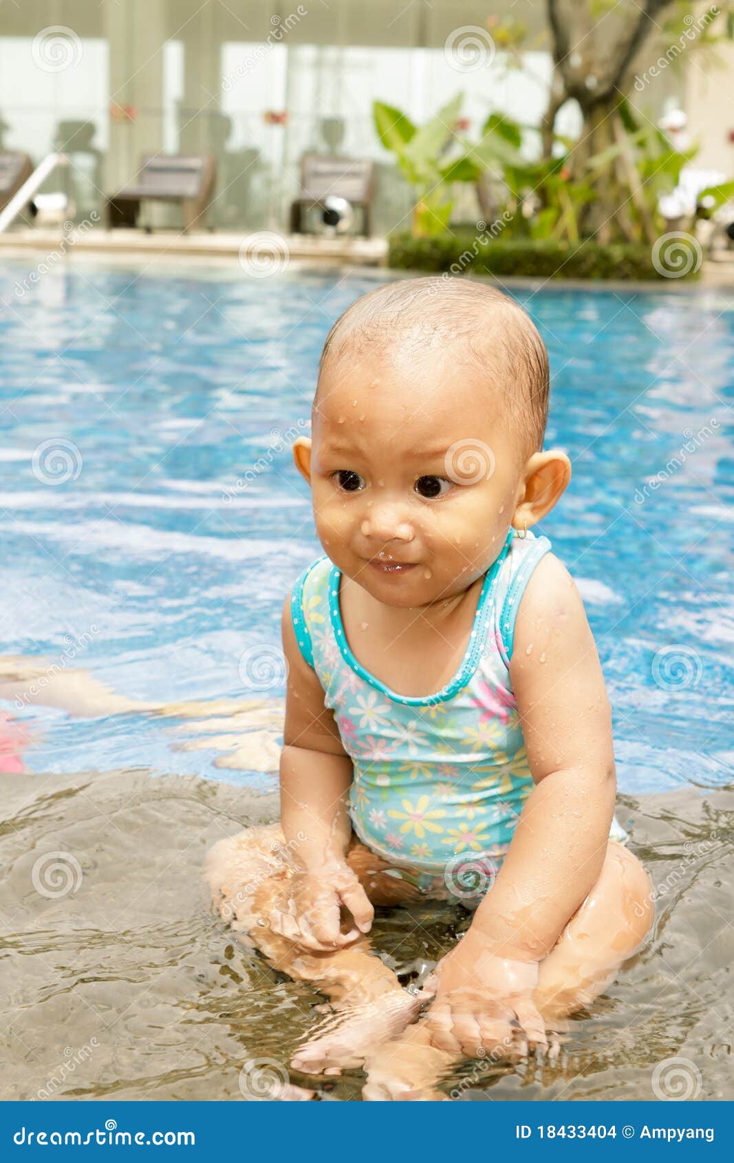 Cute Asian Baby at Swimming Pool Stock Photo - Image of pool, girl ...