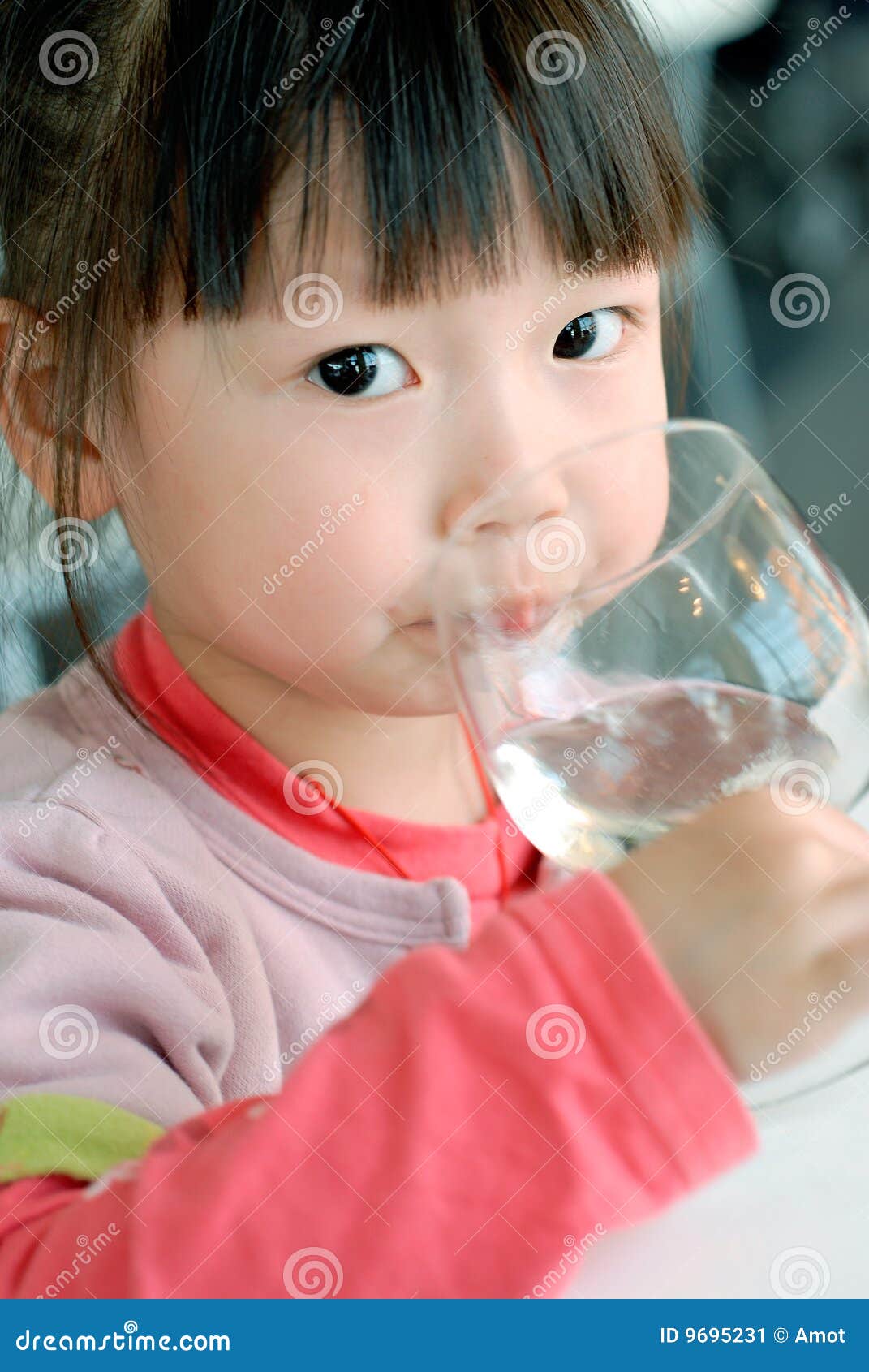 Cute Asian Child Drink Water Stock Image - Image of clean, childhood ...
