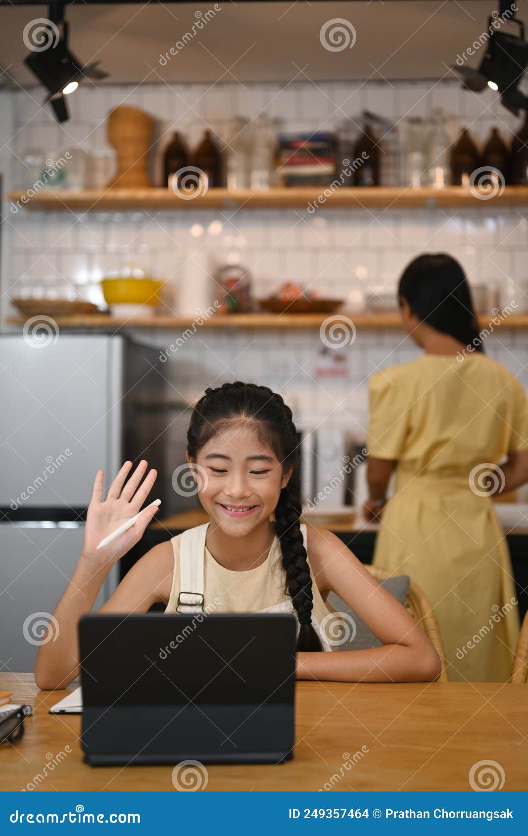 Cute Asian Children Using Laptop Computer, Studying through Online ...