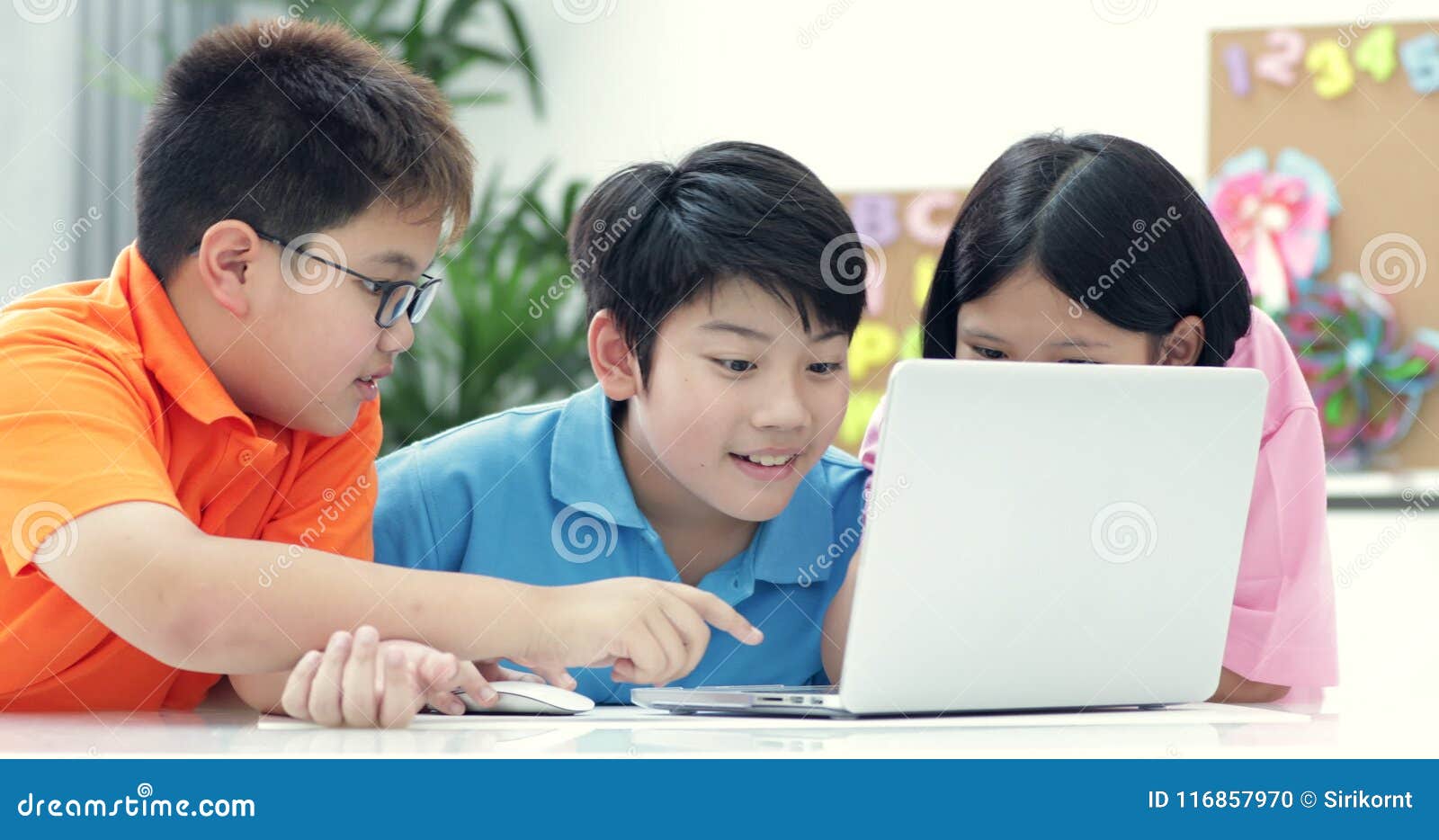 Cute Asian Children Using Laptop Together. Stock Footage - Video of ...