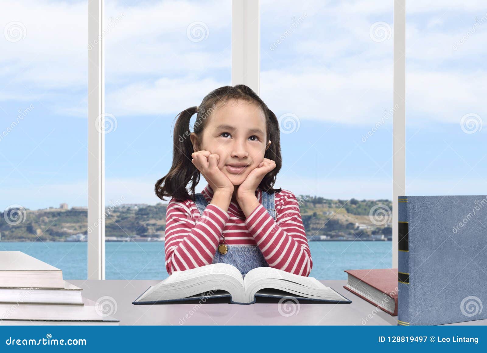 Cute Asian Girl Learning with Book Stock Image - Image of person, girl ...