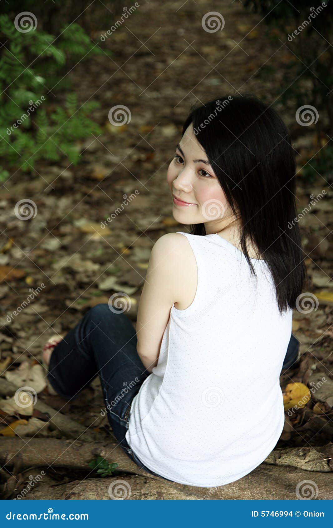 Cute Asian Girl Looking Away Stock Photo - Image of cheerful, positive ...