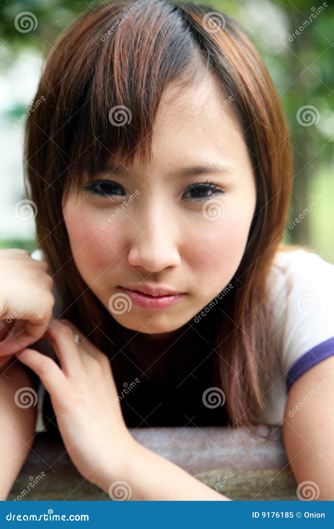 Cute Asian Girl Looking at Viewer Stock Image - Image of beauty, hair ...