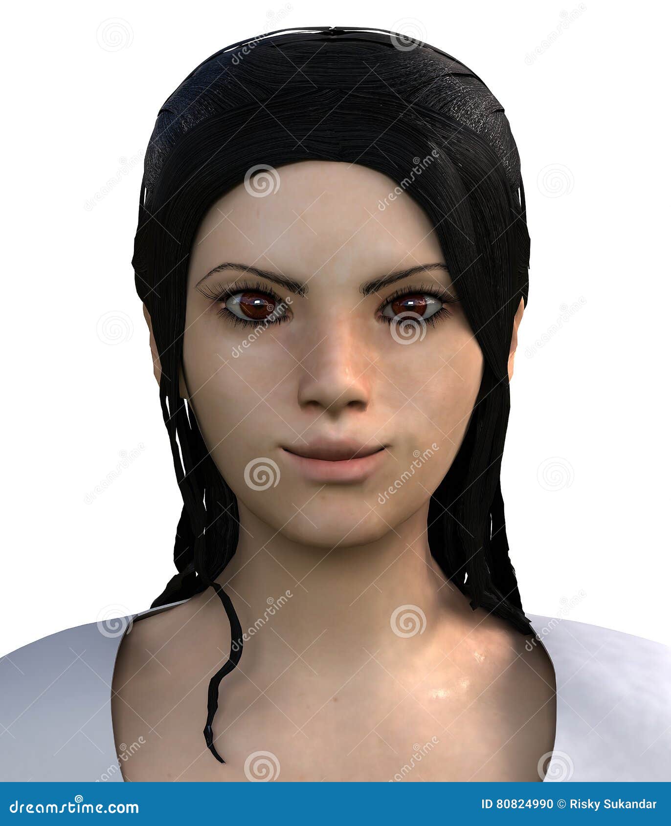 Cute Asian Girl Simple Smile Expression Stock Photo - Image of ...