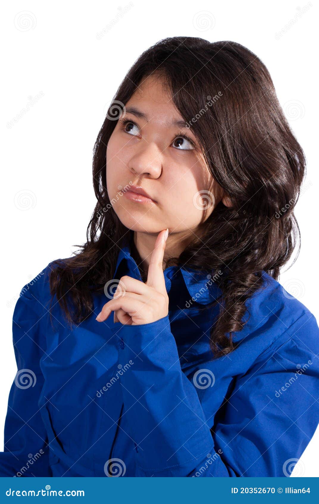 Cute asian girl thinking stock photo. Image of difficulties - 20352670