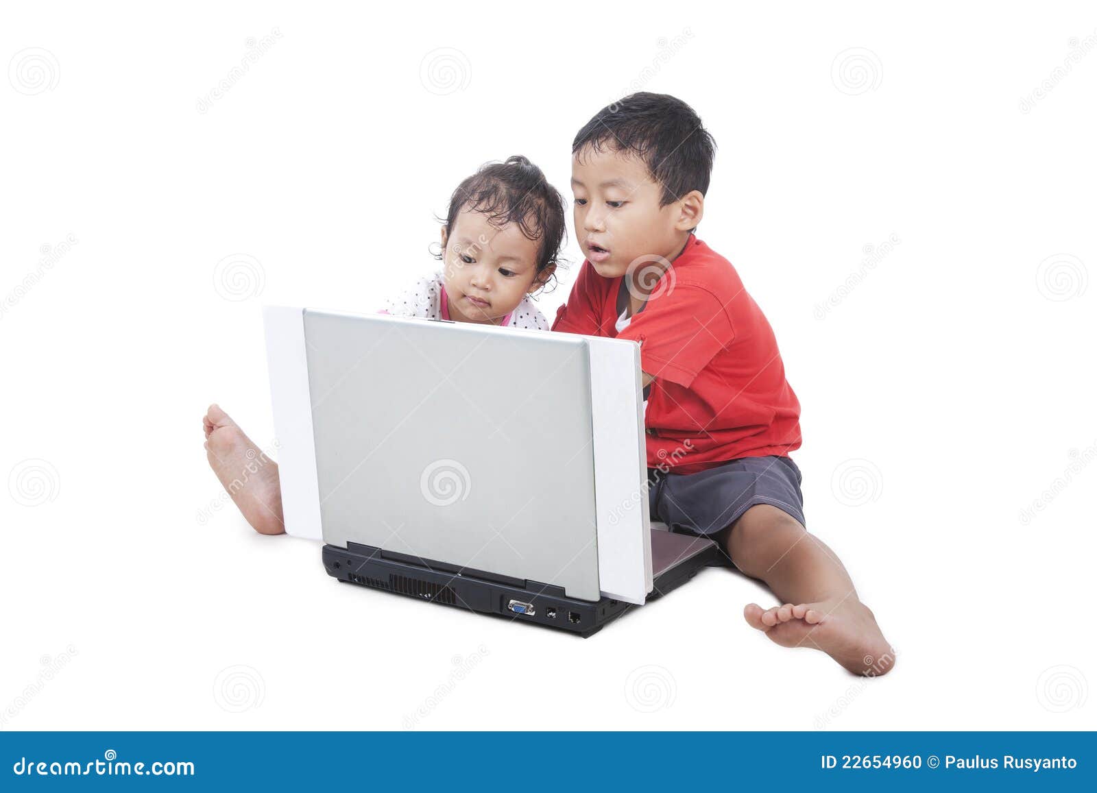 Cute Asian Kids with Computer Stock Photo - Image of laptop, kids: 22654960