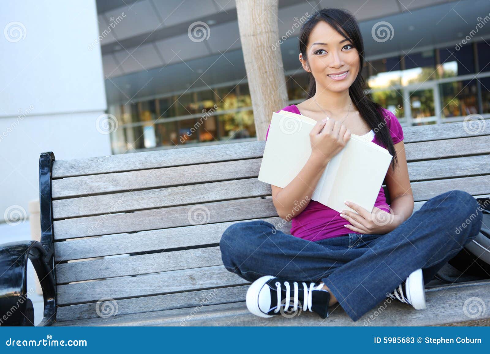 Cute Asian Student at College Stock Image - Image of smile, happiness ...