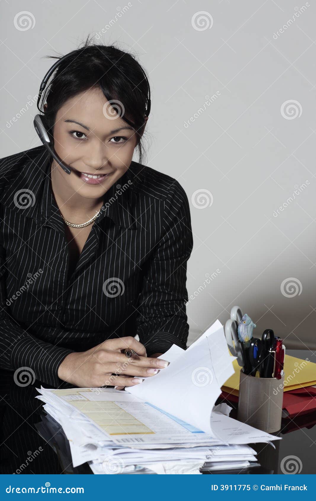 Cute asian working woman stock image. Image of assistant - 3911775