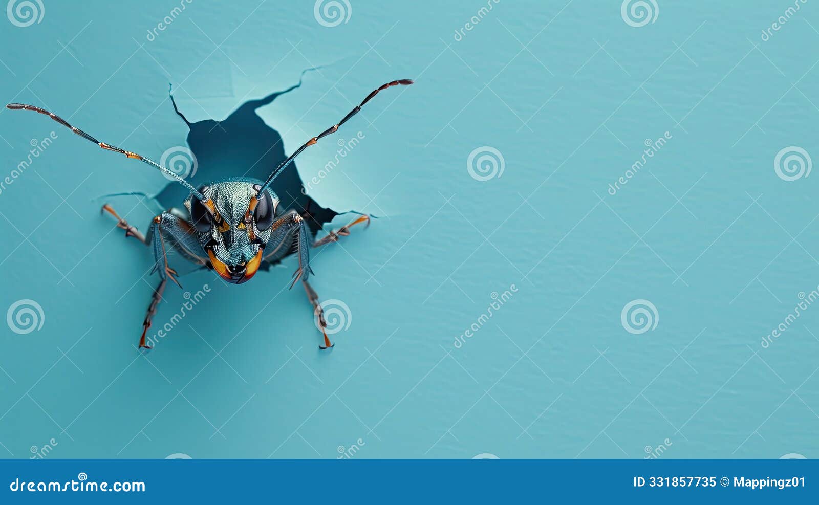 Cute Assassin Bug Peeking through a Hole Stock Illustration ...