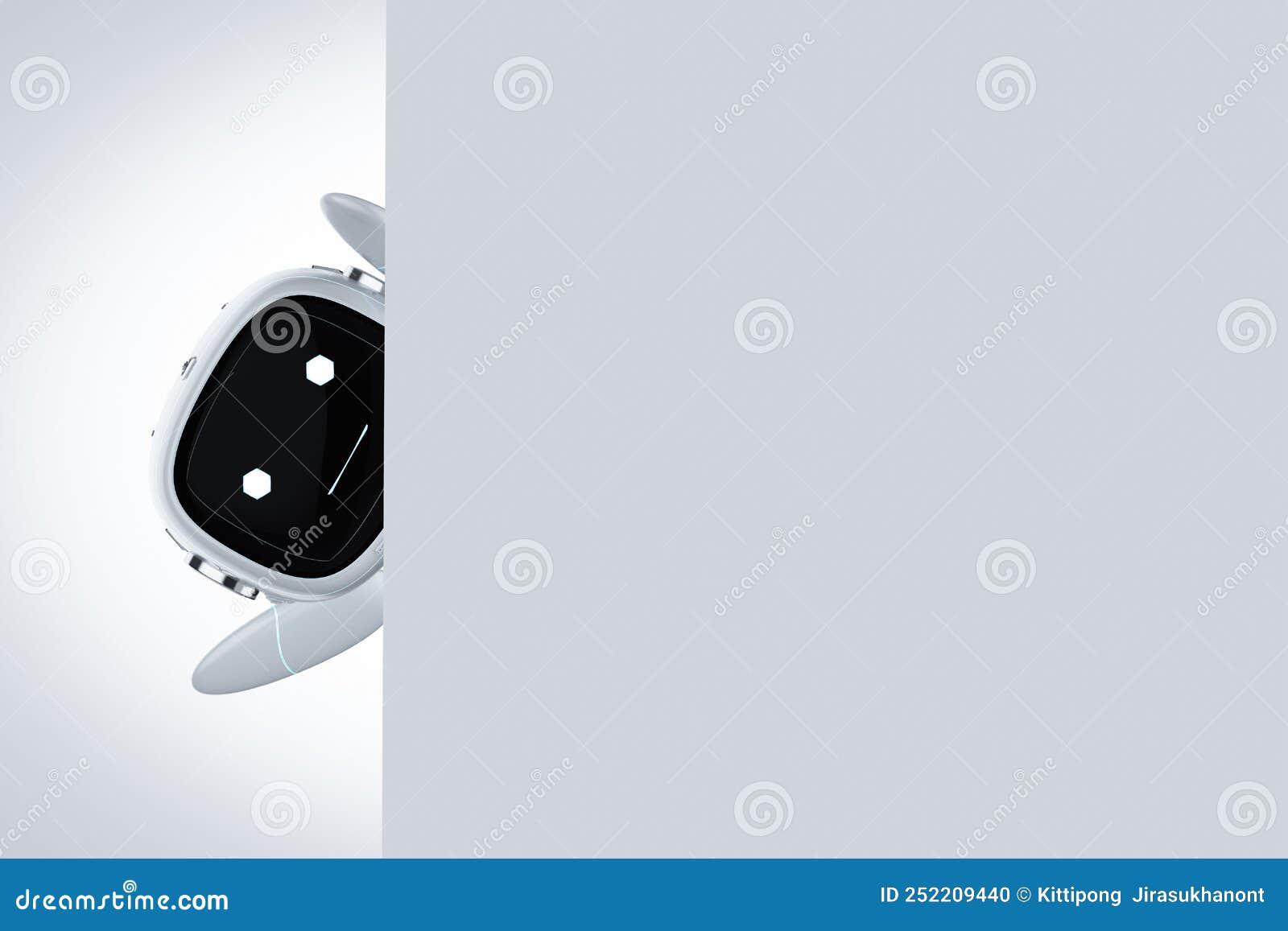 Cute Assistant Artificial Intelligence Robot No Leg with Blank White ...