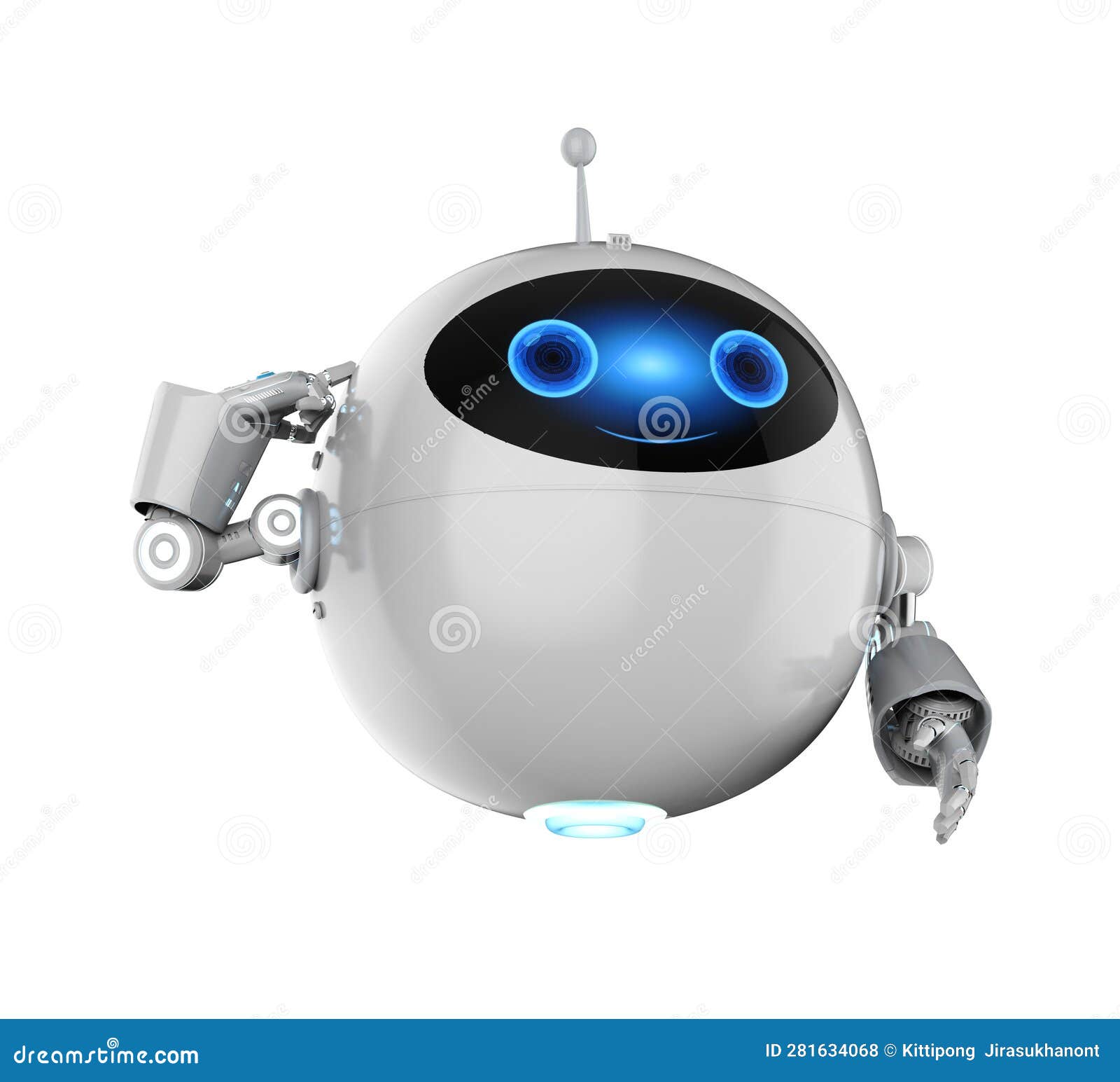 Cute Assistant Artificial Intelligence Robot No Leg Finger Point Stock ...