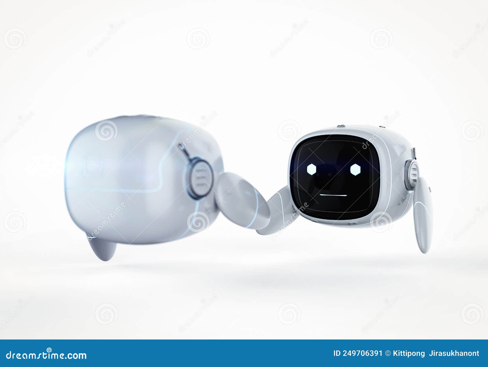 Cute Assistant Artificial Intelligence Robot No Leg Hand Shake Stock ...
