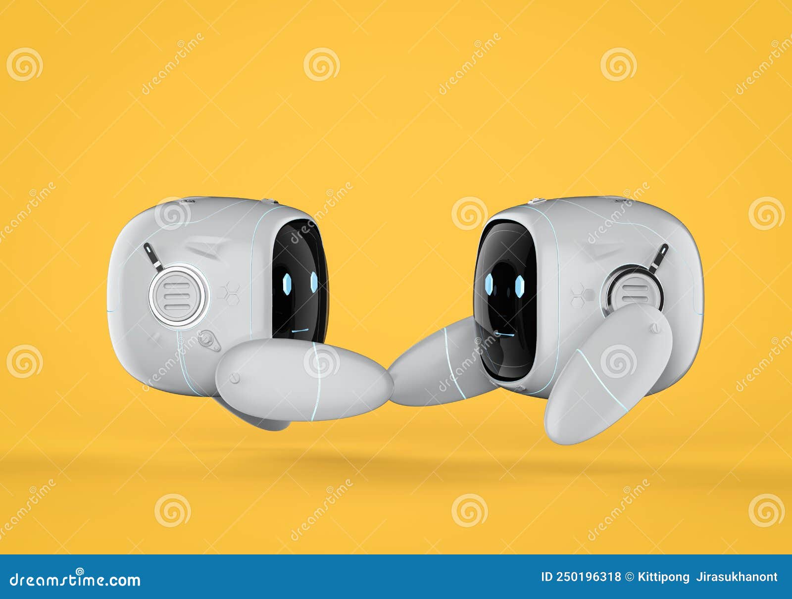 Cute Assistant Artificial Intelligence Robot No Leg Hand Shake Stock ...