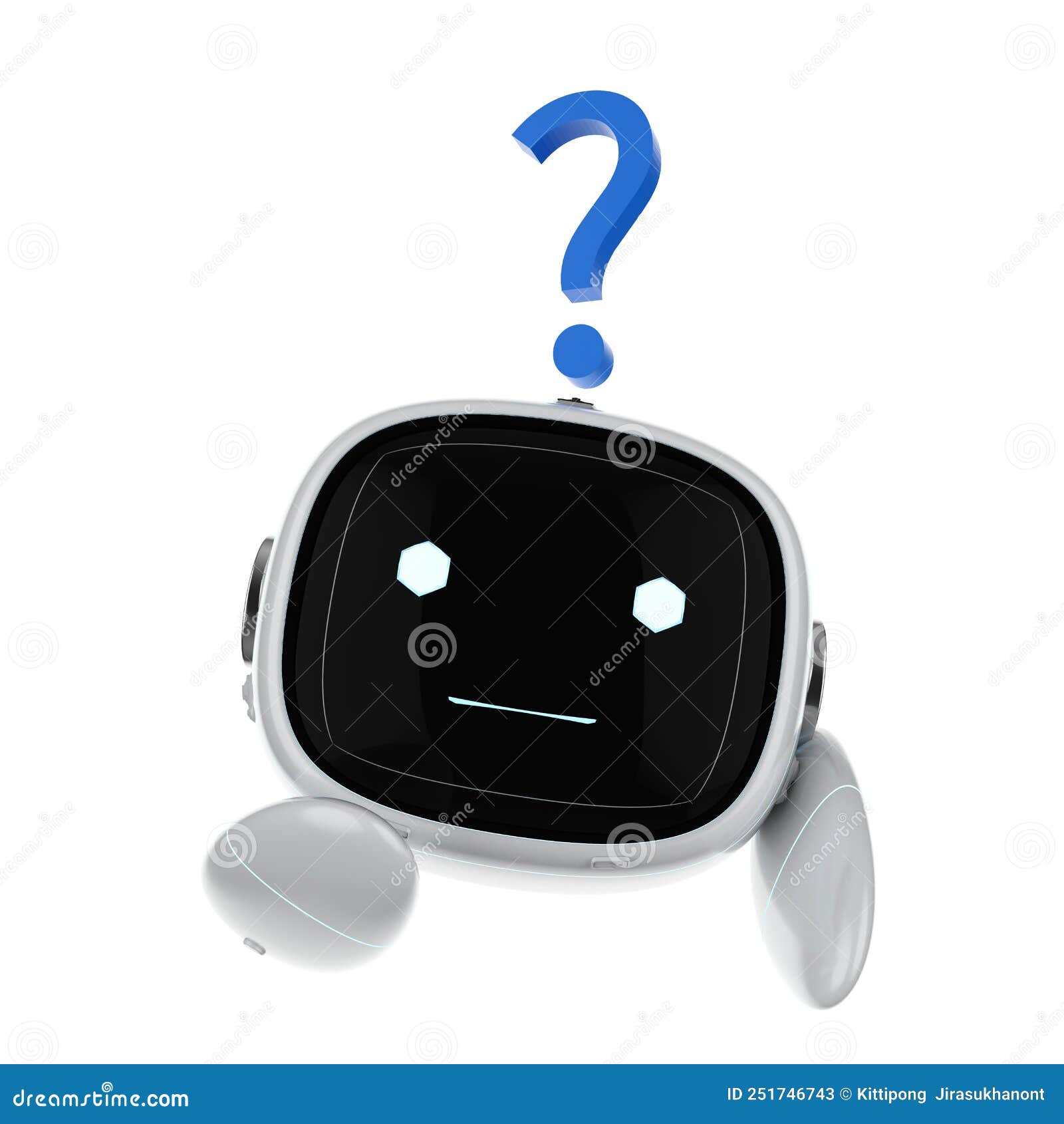 Cute Assistant Artificial Intelligence Robot No Leg with Question Mark ...